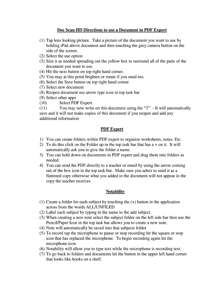 Fillable Online Doc Scan HD Directions to use a Document in PDF Expert ...