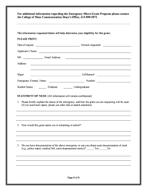 Fillable Online College of Mass Communication Student Emergency Micro ...