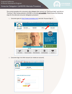 Fillable Online Consumer Delegation CalHEERS Alternate Procedure ...