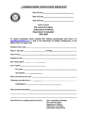 Fillable Online COMMANDER VISITATION REQUEST - The American Legion Fax ...