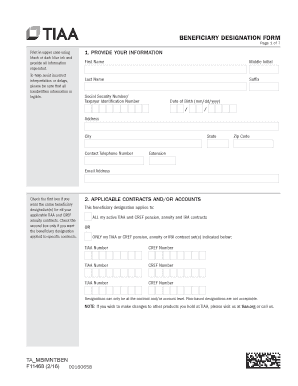 Fillable Online tiaa Bbeneficiary designationb form - TIAA-CREF - tiaa ...