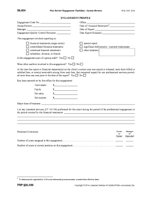 Fillable Online aicpa BGeneralb Audit Engagement Checklist - AICPA Fax ...