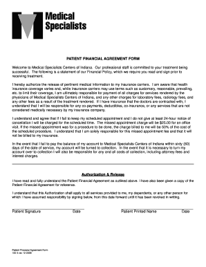Fillable Online PATIENT FINANCIAL AGREEMENT FORM - Medical Specialists ...