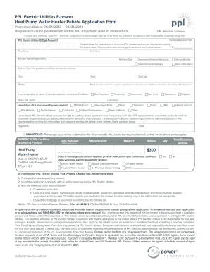 Fillable Online Heat Pump Water Heater Rebate Application Form Fax Email Print - pdfFiller