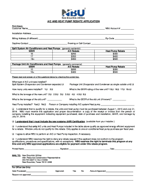 Fillable Online AC AND HEAT PUMP REBATE APPLICATION Fax Email Print ...