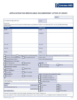 Fillable Online NE06FRM0138 - Application for Irrevocable Documentary ...