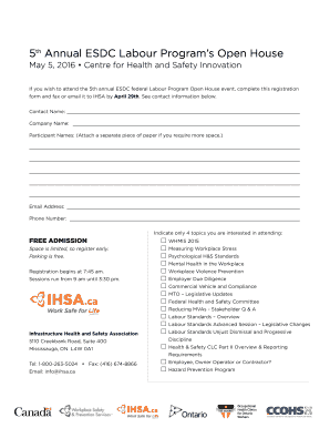 Fillable Online ADMISSION 5th OPEN ESDC Labour Programs HOUSE Fax Email ...