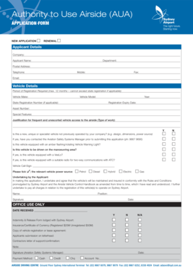 Fillable Online Authority to Use Airside AUA - Sydney Airport Fax Email ...