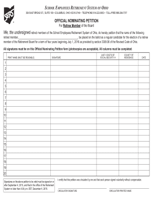 Fillable Online ohsers OFFICIAL NOMINATING PETITION For We the undersigned - ohsers Fax Email ...