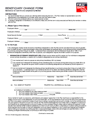 Fillable Online 401ksave BENEFICIARY CHANGE FORM - 401ksavenet Fax Email Print - pdfFiller