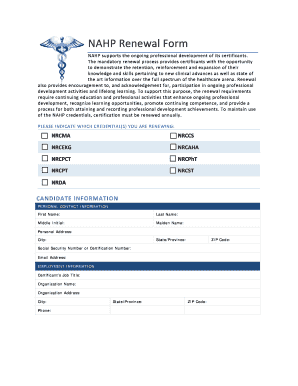 Fillable Online Certification Renewal Form - The National Association ...