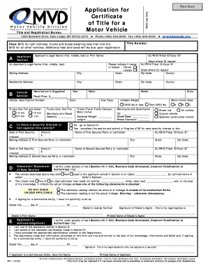 Fillable Online car-title Application for Certificate of Title for a ...