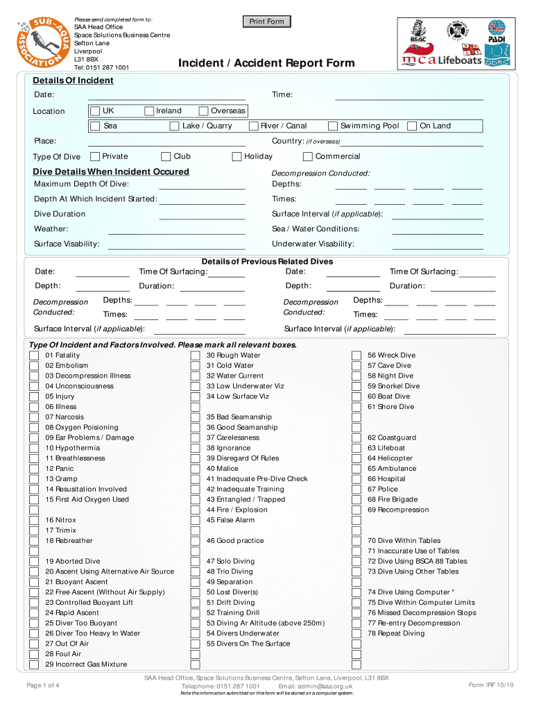 Fillable Online BIncidentb Accident bReport Formb Fax Email Print ...