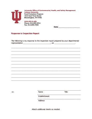 Fillable Online Response to Inspection Report Form - ehsiuedu Fax Email ...