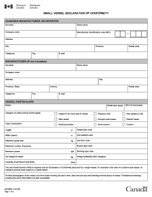 Fillable Online SMALL VESSEL DECLARATION OF CONFORMITY Fax Email Print ...