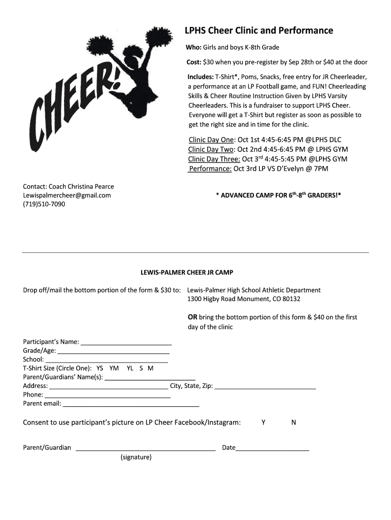Fillable Online monumentacademy LPHS Cheer Clinic and Performance - Monument Academy ...