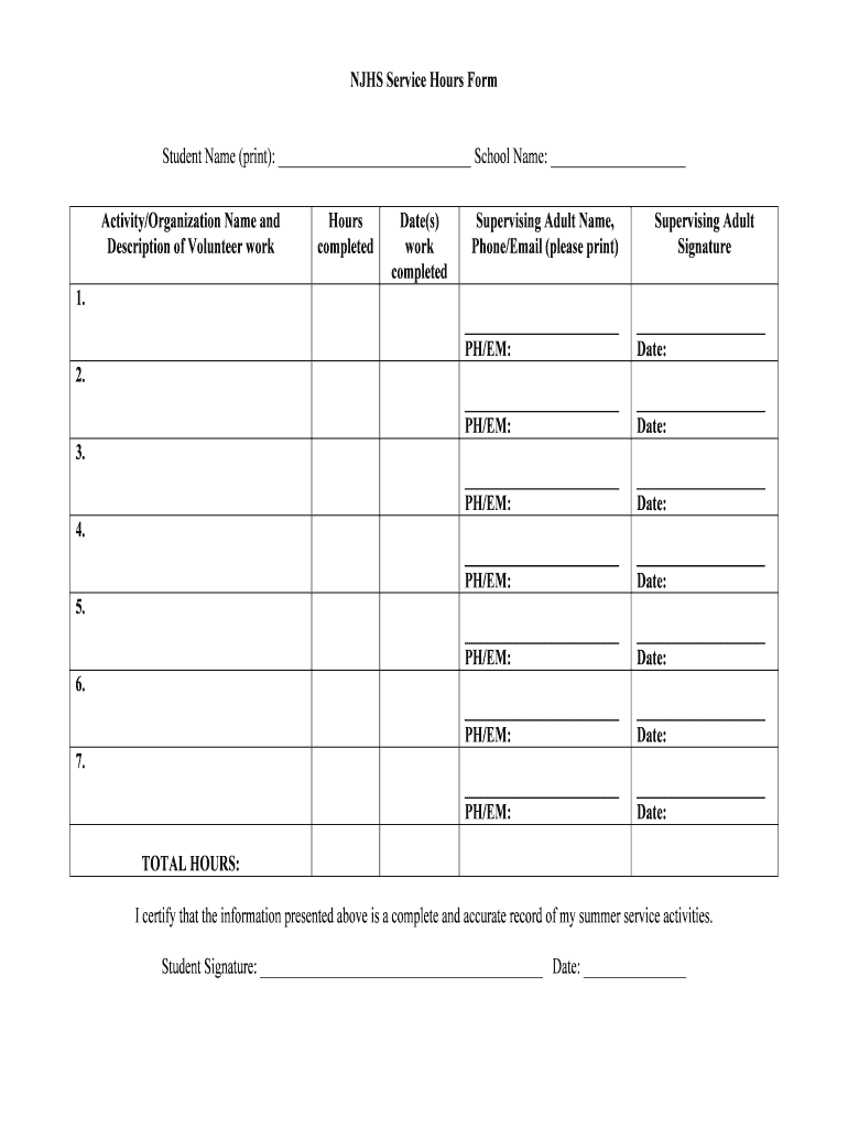 NJHS Service Hours Form - Monument Academy - monumentacademy: Fill out & sign online | DocHub