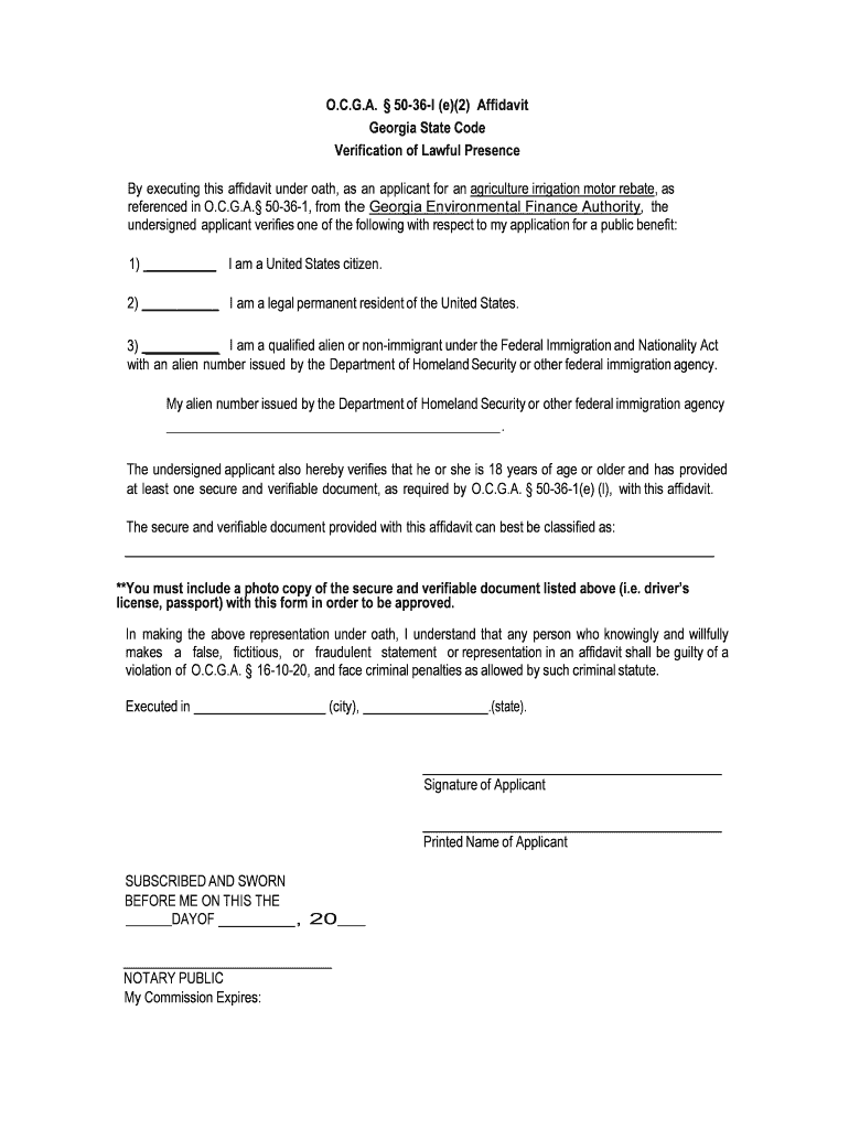 Fillable Online OCGA 50-36-l e2 Affidavit Georgia State Code Fax Email ...
