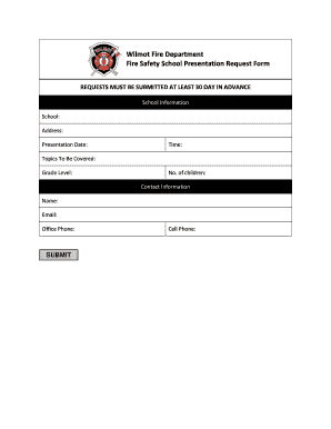 Fillable Online Wilmot Fire Department Fire Safety School Presentation ...
