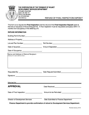 Fillable Online Final Inspection Refund of Deposit Request 2013 Fax ...