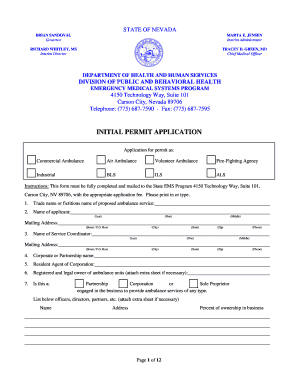 Fillable Online INITIAL PERMIT APPLICATION - dpbhnvgov Fax Email Print ...