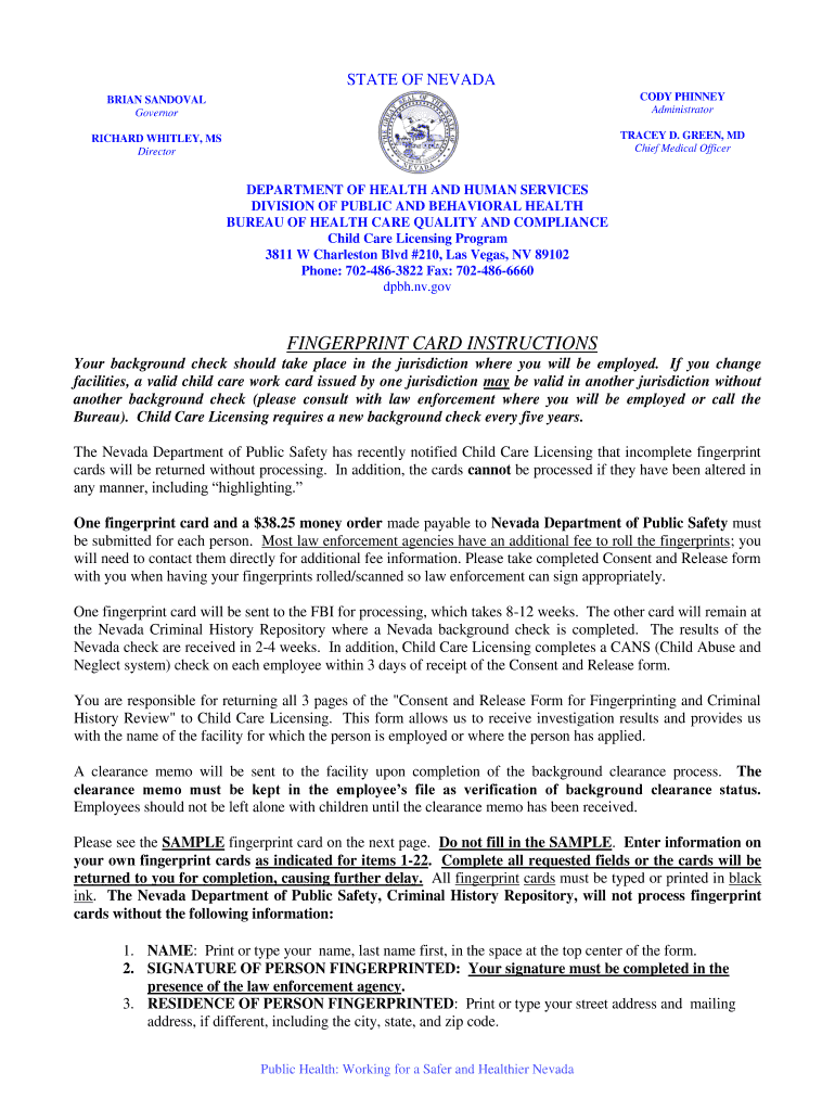 Fillable Online FINGERPRINT CARD INSTRUCTIONS - Nevada Fax Email Print ...