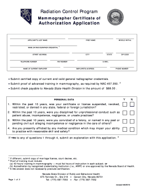 Fillable Online Mammographer Certificate of Authorization Application Fax Email Print - pdfFiller