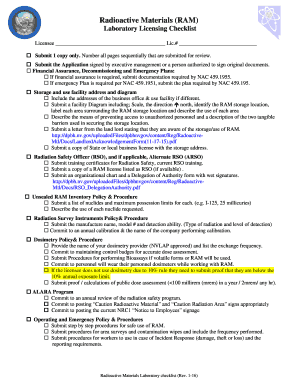 Fillable Online Radioactive Materials RAM Laboratory Licensing ...