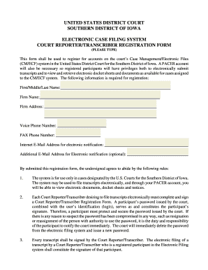 Fillable Online iasd uscourts COURT REPORTERTRANSCRIBER REGISTRATION ...