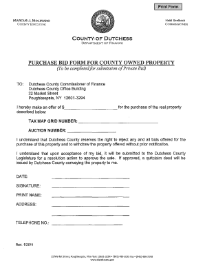 Fillable Online co dutchess ny Real Property Tax AgencyPurchase Bid ...
