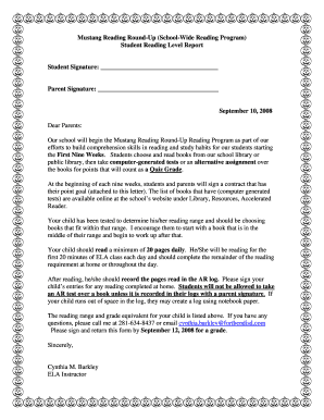 Fillable Online Student Reading Level Report and Reading Round-Up ...