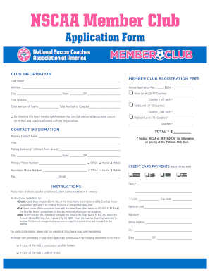 Fillable Online NSCAA Member Club Fax Email Print - pdfFiller