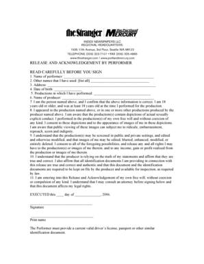 Fillable Online Release form - The Stranger Fax Email Print - pdfFiller