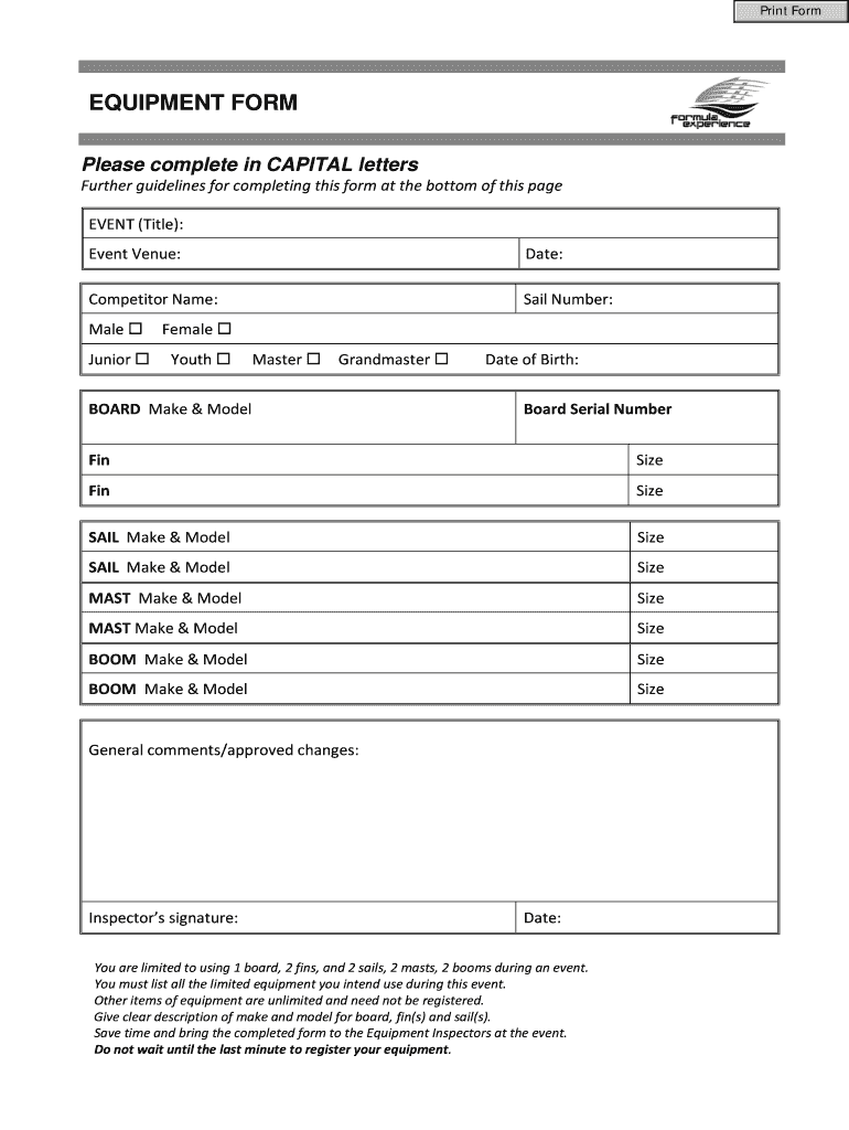 Fillable Online Equipment Registration Form Fax Email Print - pdfFiller