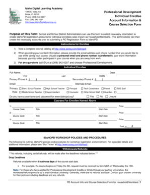 Fillable Online Individual Account Info & Course Selection Form Fax Email Print - pdfFiller
