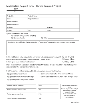 Fillable Online Modification Request form Owner Occupied Project Fax Email Print - pdfFiller
