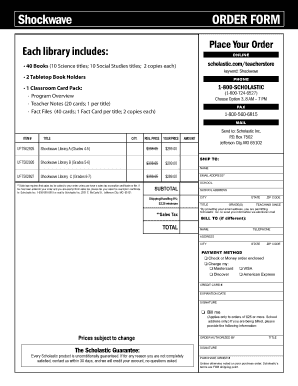 Fillable Online Shockwave ORDER FORM - Scholastic Fax Email Print ...