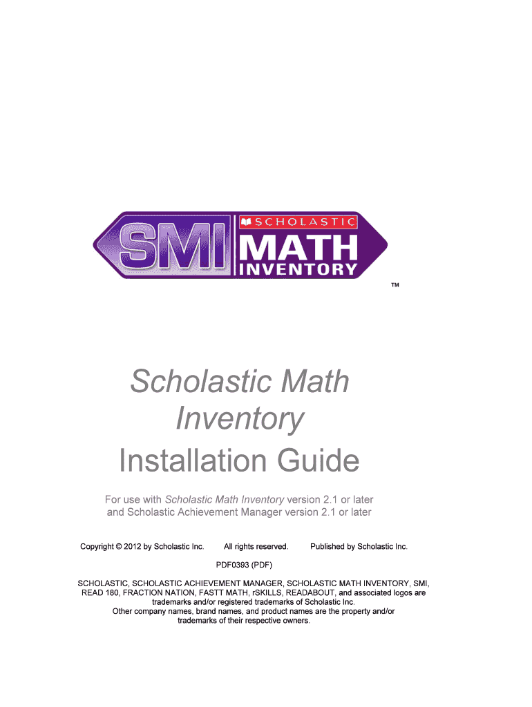 Fillable Online Scholastic Math Inventory Installation Guide Fax Email ...