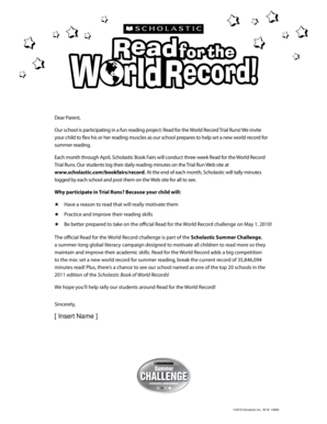 Fillable Online Read for the World Record Letter Home B&W PDF Form ...