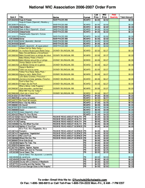 Fillable Online WIC 2006 2007 Order Form (2) - Scholastic Fax Email ...