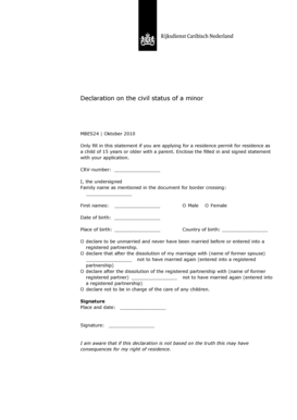 Fillable Online Declaration on the civil status of a minor gt 15 years ...