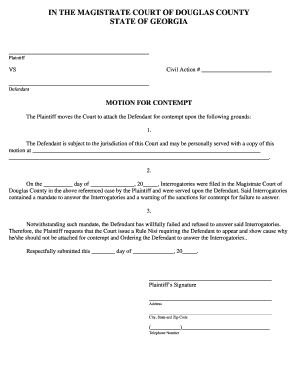 Motion For Contempt Process Ga - Fill Online, Printable, Fillable ...