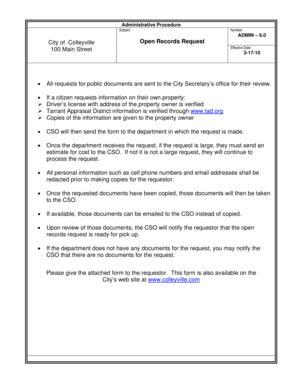 Fillable Online Departmental Policy/Procedure - Colleyville Fax Email ...