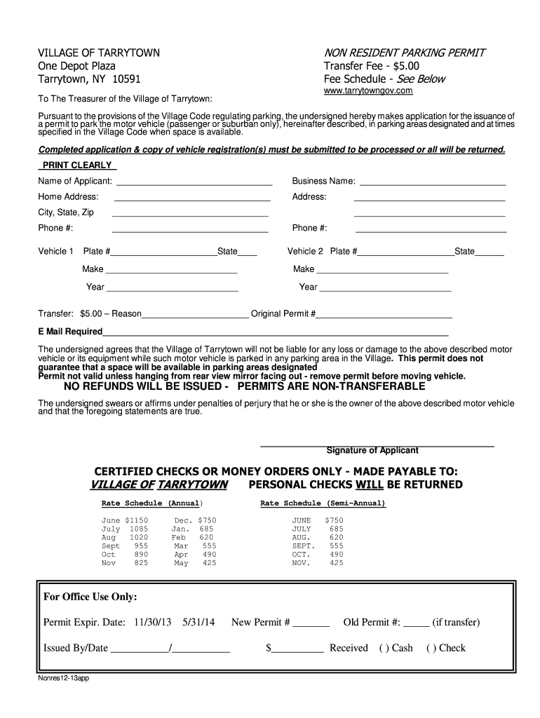 NON RESIDENT PARKING PERMIT: Fill out & sign online | DocHub