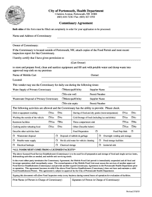 Commissary Agreement Form - City Of Portsmouth 2020-2025 - Fill and ...