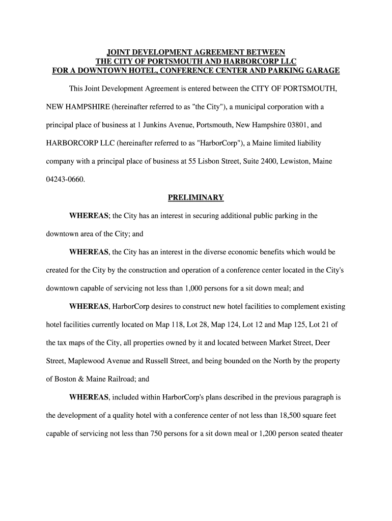 Fillable Online Joint Development Agreement between the City of ...