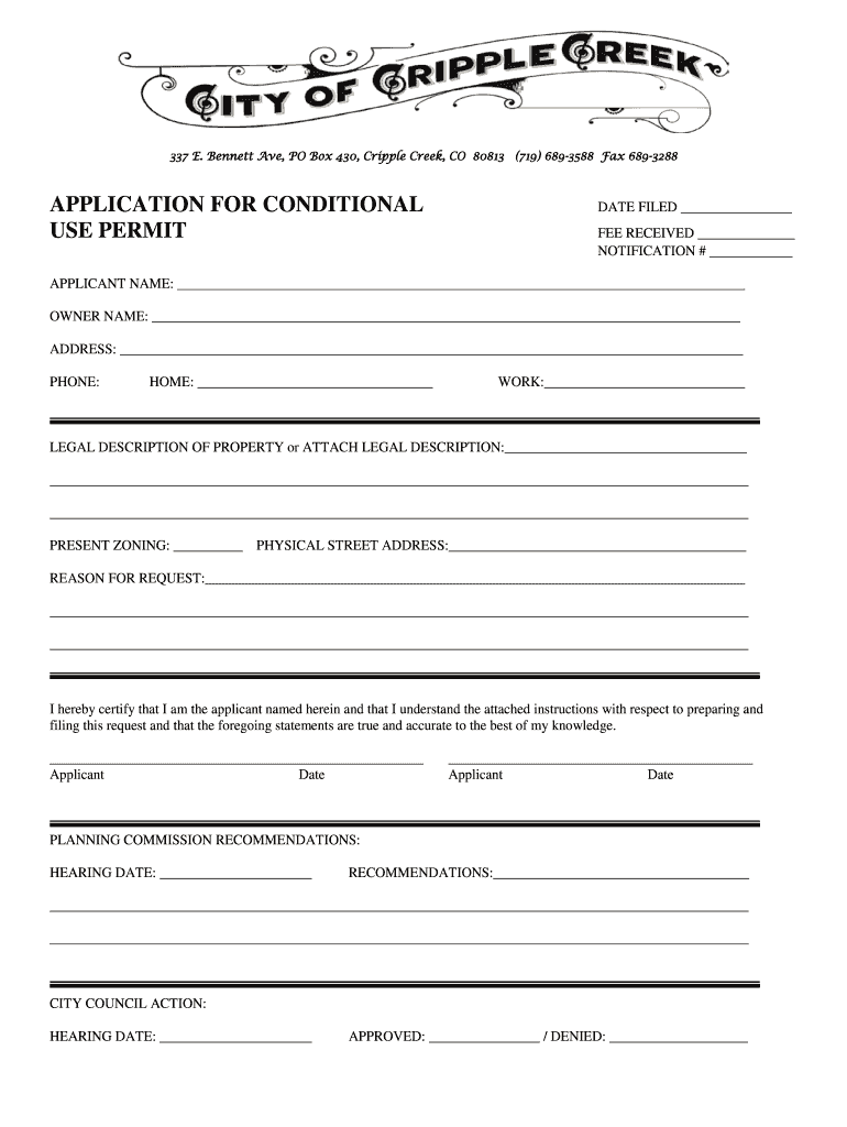 APPLICATION FOR CONDITIONAL USE PERMIT: Fill out & sign online | DocHub