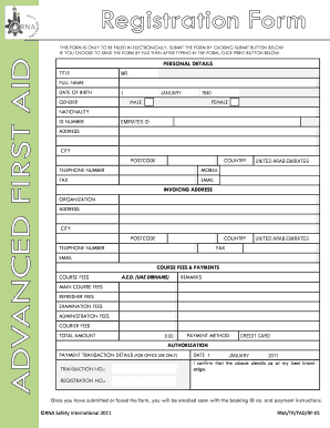 Fillable Online CD - FAD - ADVANCED FIRST AID - RNA Safety ...
