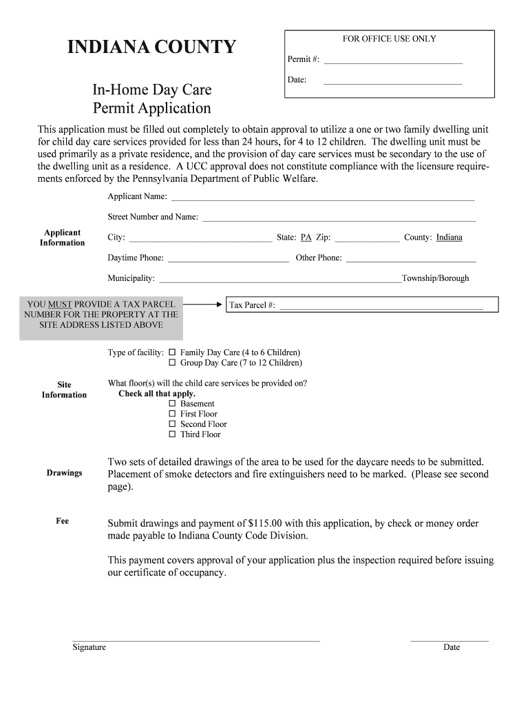 Fillable Online In-Home Day Care Permit Application Fax Email Print ...