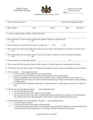 Fillable Online Bingo Application - Clinton County Government Fax Email ...